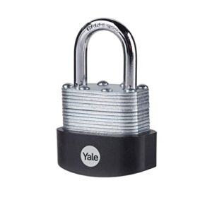 Yale 1-7/8" Wide Laminated Padlock with 1-1/8" Shackle and 3 Keyed Alike Keys for Outdoor Gate, Fence, Storage (3 Pack)