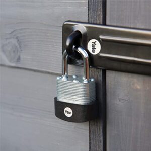 Yale 1-7/8" Wide Laminated Padlock with 1-1/8" Shackle and 3 Keyed Alike Keys for Outdoor Gate, Fence, Storage (3 Pack)