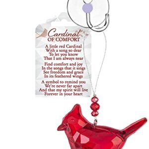 Cardinal of Comfort Visitor from Heaven Sympathy Gift Set Memorial Cardinal Gifts Bereavement Gifts Remembrance Gift for Loss of Father, Mom, Sister - Red Bird Crystal Window Décor