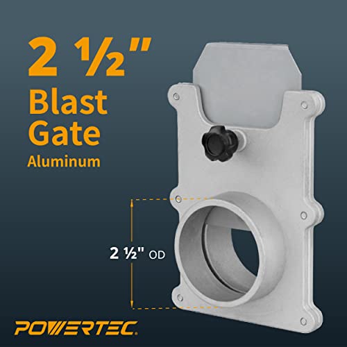 POWERTEC 70134V 2-1/2-Inch Aluminum Blast Gate for Dust Collector, Dust Collection Fittings, 1 PK