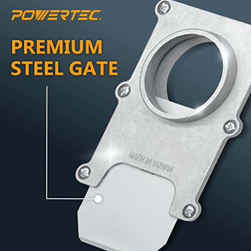 POWERTEC 70134V 2-1/2-Inch Aluminum Blast Gate for Dust Collector, Dust Collection Fittings, 1 PK