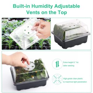 6-Set Seed Starter Kit with Grow Light - 12 Cells Seed Starter Trays with Humidity Dome and Seed Tray for Indoor Gardening Plant Seedling Germination Growing Propagation Kit