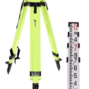 AdirPro Aluminum Hi -Vis Green Tripod with Quick Clamp & AdirPro 14-Foot Aluminum Grade Rod Bundle