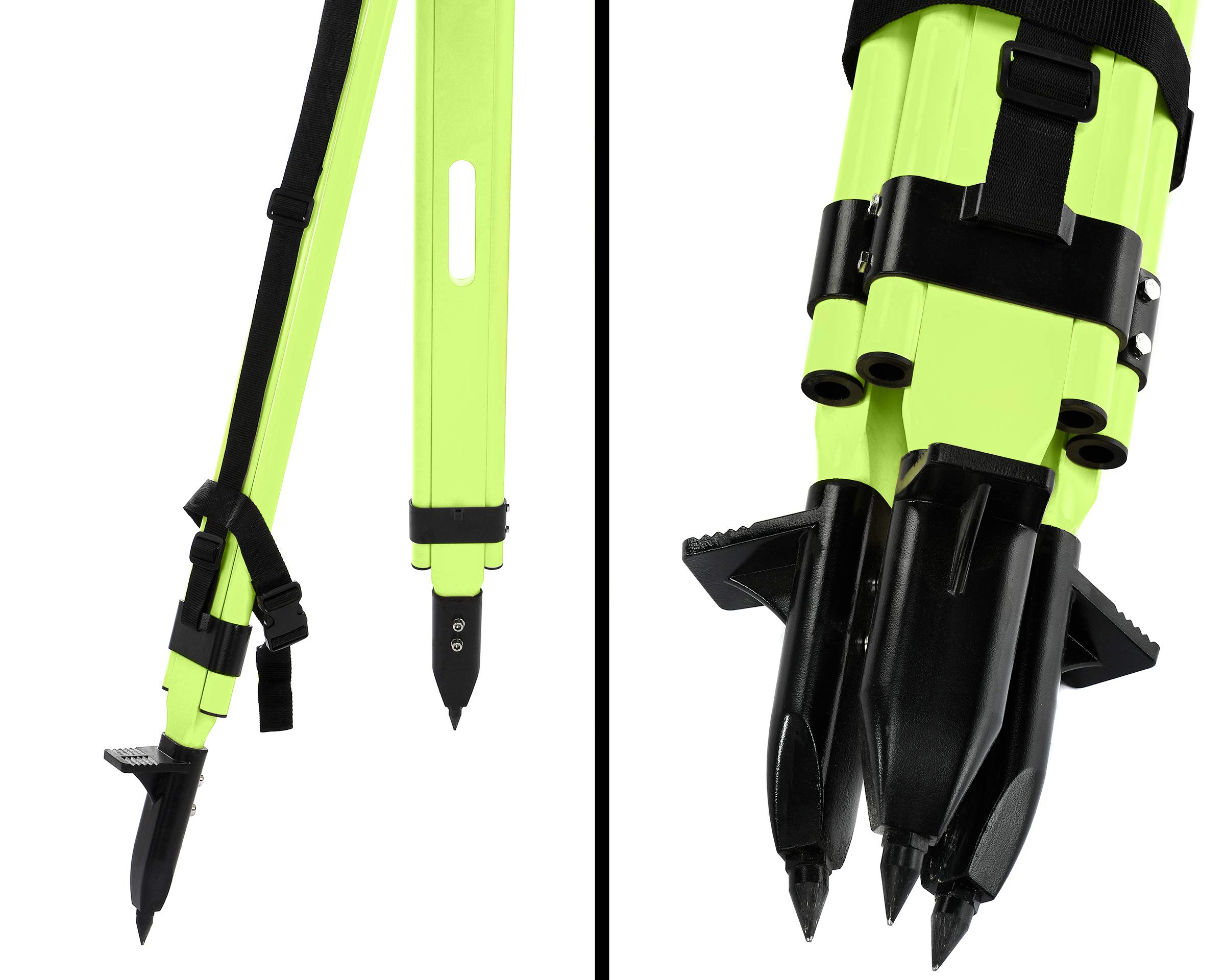 AdirPro Aluminum Hi -Vis Green Tripod with Quick Clamp & AdirPro 14-Foot Aluminum Grade Rod Bundle