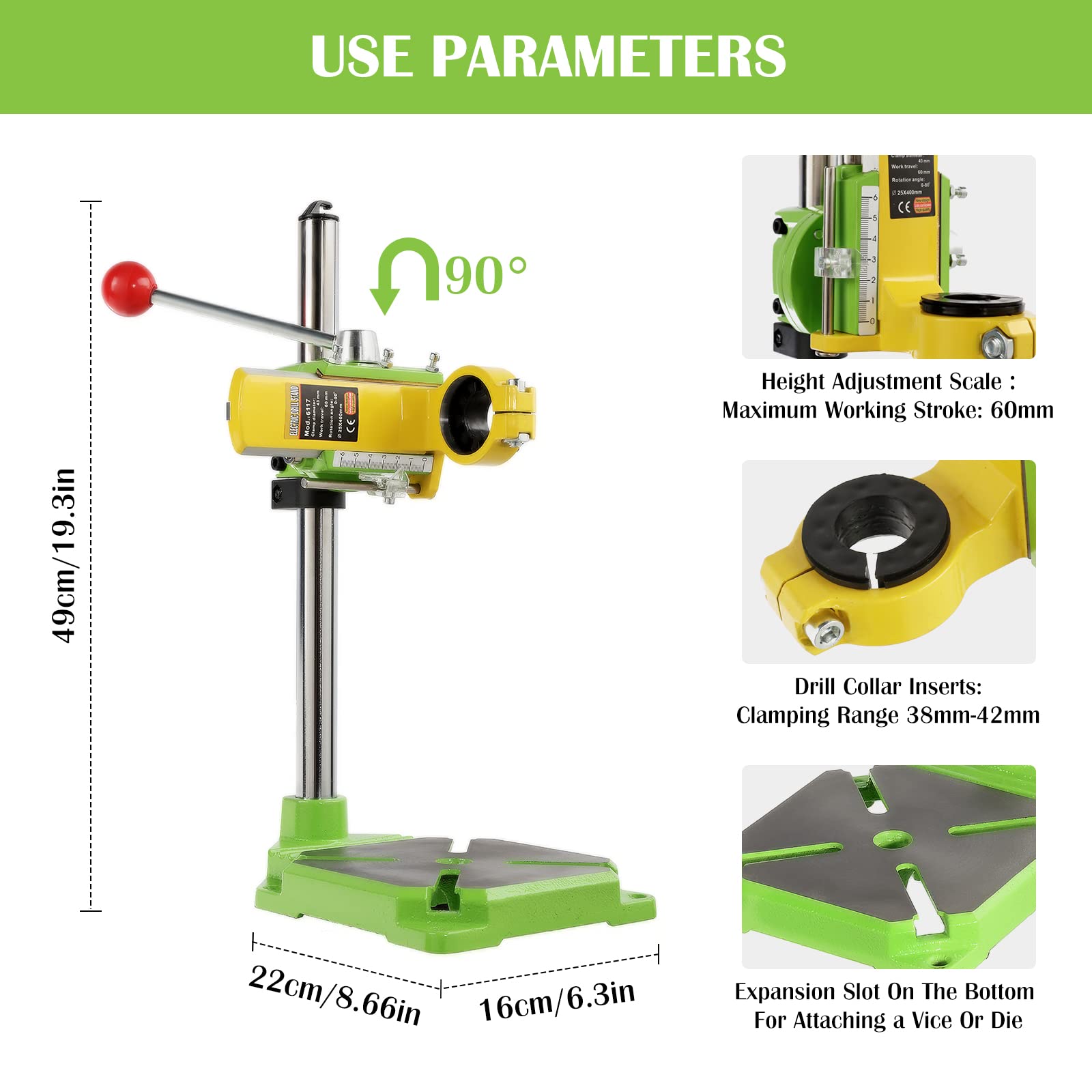 POWLAB Floor Drill Press stand Drill Press Work Station Stand Table Top Drill Press 90° Rotating Fixed Frame for Drill Workbench Repair Drill Press Table Only for Clamping Range 38mm-42mm