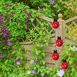 Cruis Cuka Metal Garden Decor for Outside Cute Ladybugs Yard Art Lawn Ornaments Wall Sculptures & Statues Outdoor Fence Decorations for Patio - Set of 4