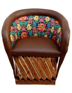 handmade equipal chair embroidered with flower fabric mexican furniture