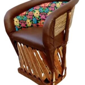 HANDMADE EQUIPAL CHAIR EMBROIDERED WITH FLOWER FABRIC MEXICAN FURNITURE