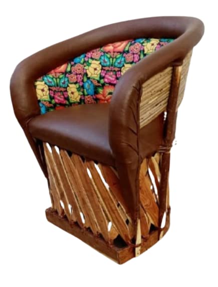 HANDMADE EQUIPAL CHAIR EMBROIDERED WITH FLOWER FABRIC MEXICAN FURNITURE