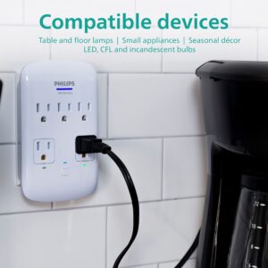 Philips 5-Outlet Extender Smart Surge Protector, Wall Tap, 2 Independent Wi-Fi Outlets, 3-Prong, 490 Joules, Voice Controlled Through Amazon Alexa and Google Assistant, ETL Listed, White, SPP3461WF/37