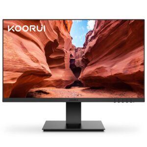 koorui 24 inch computer monitor full hd 1920 x 1080p va display 75hz 3000:1 contrast ratio with hdmi, vga, frameless, 75 x 75 mm vesa mountable, ergonomic tilt, black