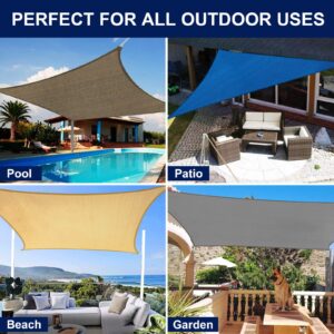 PureFit Rectangle Sun Shade Sails Outdoor 10 x 13 ft - Sun Protection Sunshades UV Block Shade Canopy, Patio Shades for Backyard, Deck and Lawn, Sand