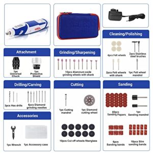 APEXFORGE M6 Rotary Tool Kit + M8 Cordless Rotary Tool Kit, Keyless Chuck, 172 + 101Pcs Accessories, 6-Speed & 5-Speed, 4 Attachments, 2.0Ah Battery, Protective Shield, Carrying Case