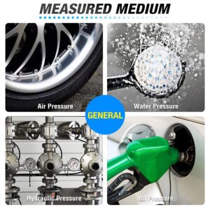 MEANLIN MEASURE 0-15 in H2O Diaphragm Type Capsule Low Pressure Gauge 1/4" NPT 2-1/4" FACE DIAL Adjustable Water Column Gauge, with 1/4" x 1/2" NPT and 1/4" x 3/8" NPT Hex Bushing, Lower Mount