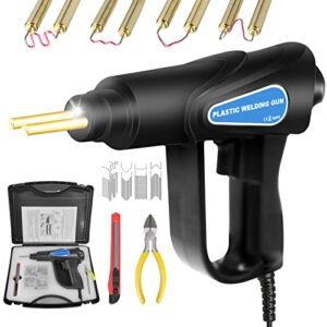 plastic welder 100w 110v plastic welding kit hot stapler car bumper repair kit, plastic welder machine tool with 600pcs hot staples, plier & knife, 2s quick heating plastic welder gun