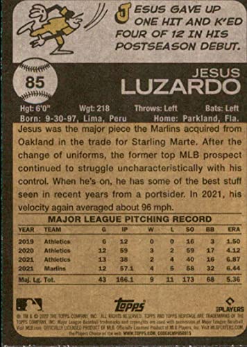 2022 Topps Heritage #85 Jesus Luzardo Miami Marlins NM-MT MLB Baseball