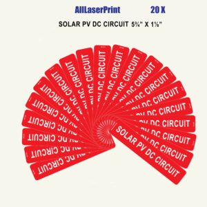 Photovoltaic Labels for PV Solar System_"Solar PV DC Circuit" _5¾” X 1⅛ ” _Pack of 20