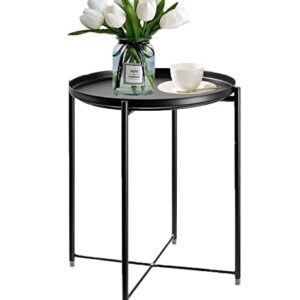 okugafit Outdoor Side Table, Patio Table, Small Outdoor Table for Patio Living Room Bedroom Balcony-Black