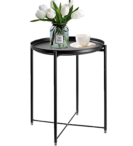 okugafit Outdoor Side Table, Patio Table, Small Outdoor Table for Patio Living Room Bedroom Balcony-Black