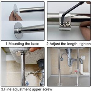 Goyappin ST-2 Undermount Sink Mounting Brackets Stainless Steel Sink Legs Adjustable Sink Support Brackets，Installation and Repair System Kit for Kitchen Sink (2 Pack, Height: 15.7-26.8 inch)