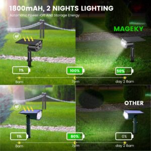 Mageky Solar Spot Lights Outdoor, Solar Outdoor Lights Waterproof, 360° Adjustable Beam Solar Landscape Lights Solar Powered Spotlights, Garden Solar Spot Lights for Yard Trees Flag 2PCS (Cool White)