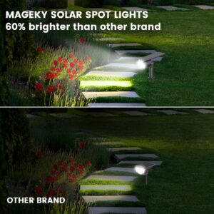 Mageky Solar Spot Lights Outdoor, Solar Outdoor Lights Waterproof, 360° Adjustable Beam Solar Landscape Lights Solar Powered Spotlights, Garden Solar Spot Lights for Yard Trees Flag 2PCS (Cool White)