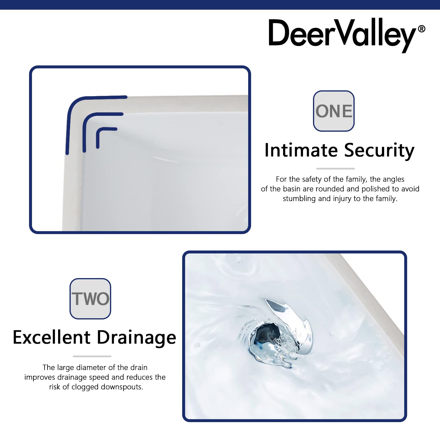 DeerValley DV-1U306 Ursa Undermount Bathroom Sink, 18'' x 13'' Vessel Sinks Rectangle Undermount Sink Modern White Ceramic Vanity Vessel Sink with Overflow