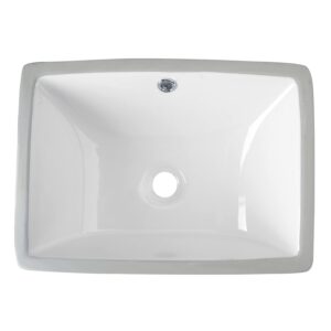 DeerValley DV-1U306 Ursa Undermount Bathroom Sink, 18'' x 13'' Vessel Sinks Rectangle Undermount Sink Modern White Ceramic Vanity Vessel Sink with Overflow