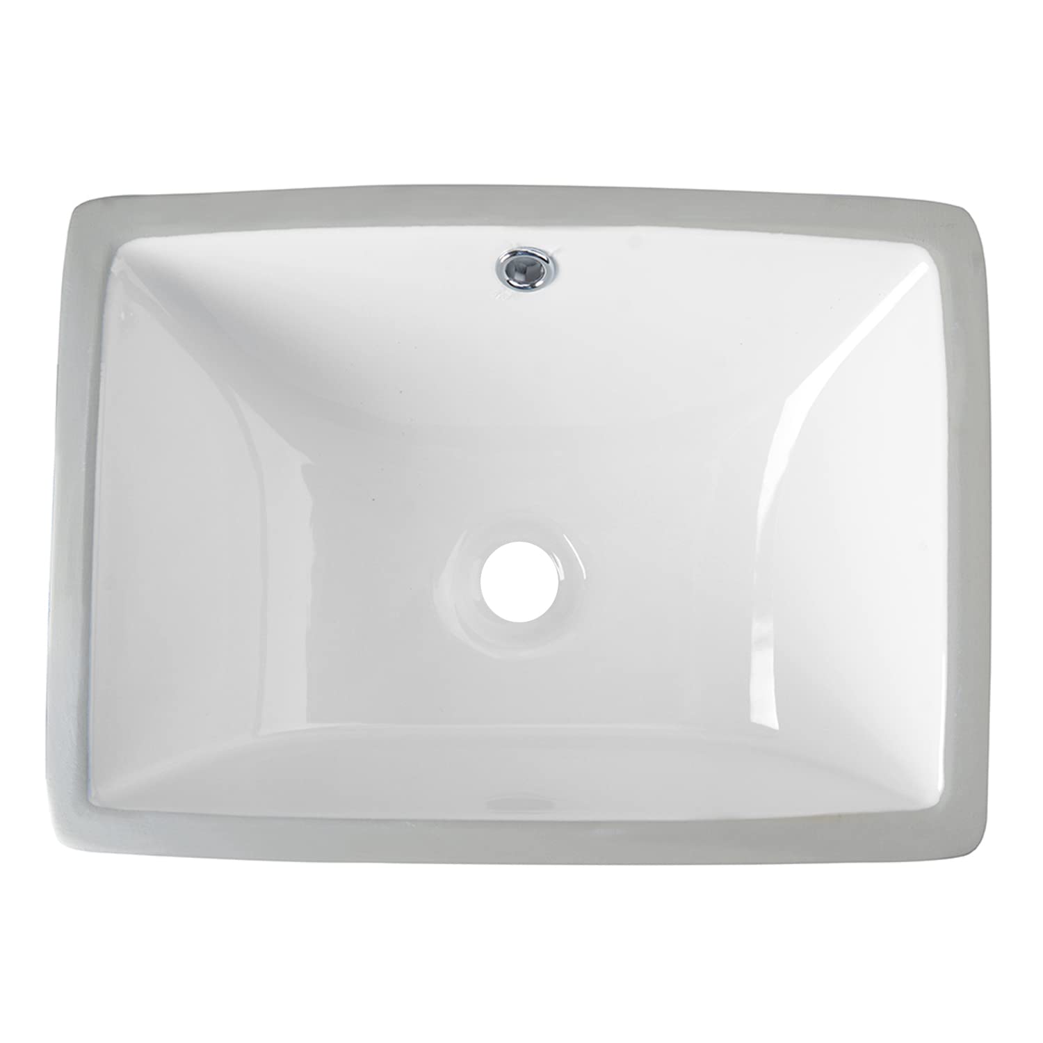 DeerValley DV-1U306 Ursa Undermount Bathroom Sink, 18'' x 13'' Vessel Sinks Rectangle Undermount Sink Modern White Ceramic Vanity Vessel Sink with Overflow