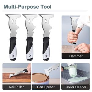 Mister Rui-Putty Knife, Paint Scraper 10 in 1 Putty Knife Multi-Use Painters Tool, Taping Knife, Paint Scraper Tool for Wood, Metal Scraper with Hammer End, Razor Blade Scraper, Spackle Tool