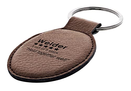 ThisWear Welder Gifts For Women Welder 5 Out Of 5 Stars Review Held Together Well Leatherette Oval Keychain Key Tag Brown