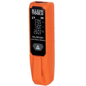 klein tools 93ldm100c compact laser distance measure, 100 feet, measures in feet, inches, meters