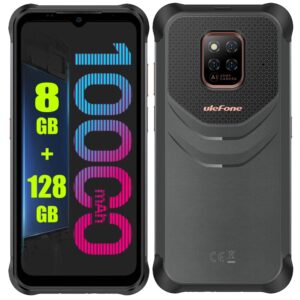 ulefone power armor 14 pro 10000mah rugged smartphone 2023, android 12 6gb+128gb ip68 waterproof phone, 20mp triple rear camera, wireless charging, 6.52"hd+ screen dual sim 4g rugged phone otg nfc fm