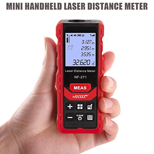 Laser Distance Meter 50M/165ft, NOYAFA Silent Laser Range Finder, M/in/Ft Unit Switching, Backlit LCD Display, Measure Distance, Pythagorean, Area and Volume