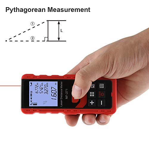 Laser Distance Meter 50M/165ft, NOYAFA Silent Laser Range Finder, M/in/Ft Unit Switching, Backlit LCD Display, Measure Distance, Pythagorean, Area and Volume