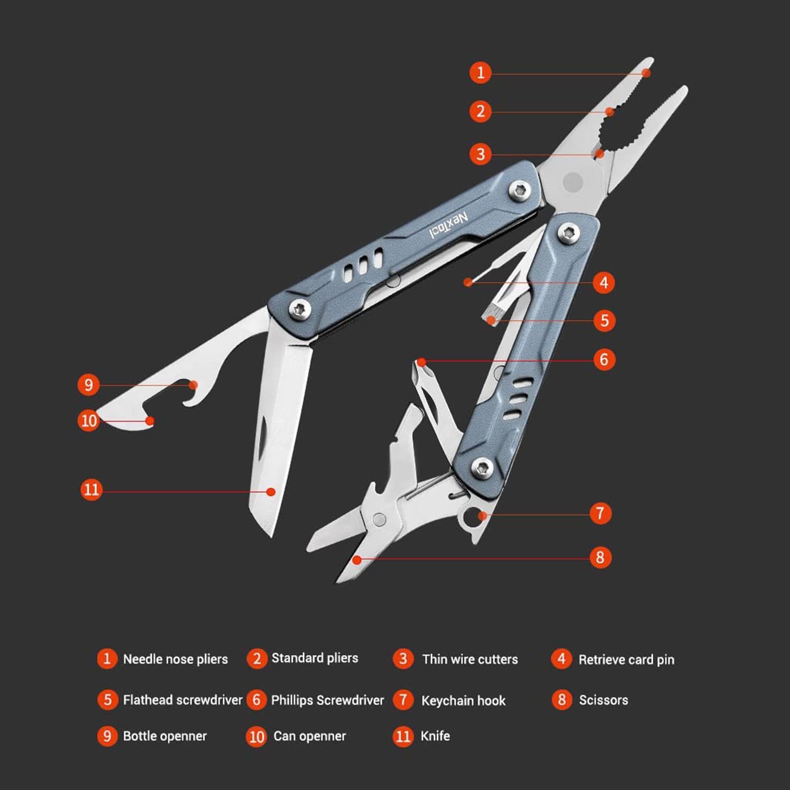 NexTool Keychain Multitool, Mini Multi Pliers with Pocket Knife, Screwdriver and Bottle&Can Opener, Pocket Tool, Father's Day Gifts from Daughter（Mini Sailor)