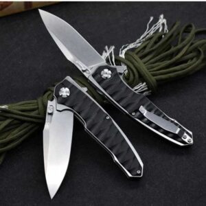 HUAAO Folding Pocket Knife, 3.7’’ M390 Steel Blade G10 Handle, Pocket Knife with Clip, Flipper, Liner Lock, Flip Knife for Outdoor Survival Camping Hiking