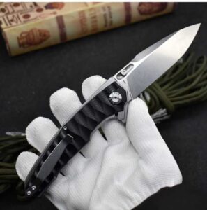 huaao folding pocket knife, 3.7’’ m390 steel blade g10 handle, pocket knife with clip, flipper, liner lock, flip knife for outdoor survival camping hiking