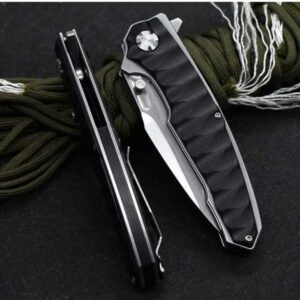 HUAAO Folding Pocket Knife, 3.7’’ M390 Steel Blade G10 Handle, Pocket Knife with Clip, Flipper, Liner Lock, Flip Knife for Outdoor Survival Camping Hiking