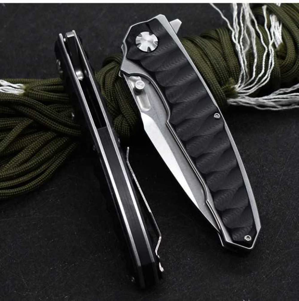 HUAAO Folding Pocket Knife, 3.7’’ M390 Steel Blade G10 Handle, Pocket Knife with Clip, Flipper, Liner Lock, Flip Knife for Outdoor Survival Camping Hiking