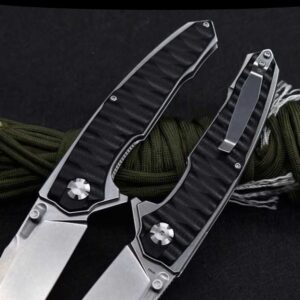 HUAAO Folding Pocket Knife, 3.7’’ M390 Steel Blade G10 Handle, Pocket Knife with Clip, Flipper, Liner Lock, Flip Knife for Outdoor Survival Camping Hiking