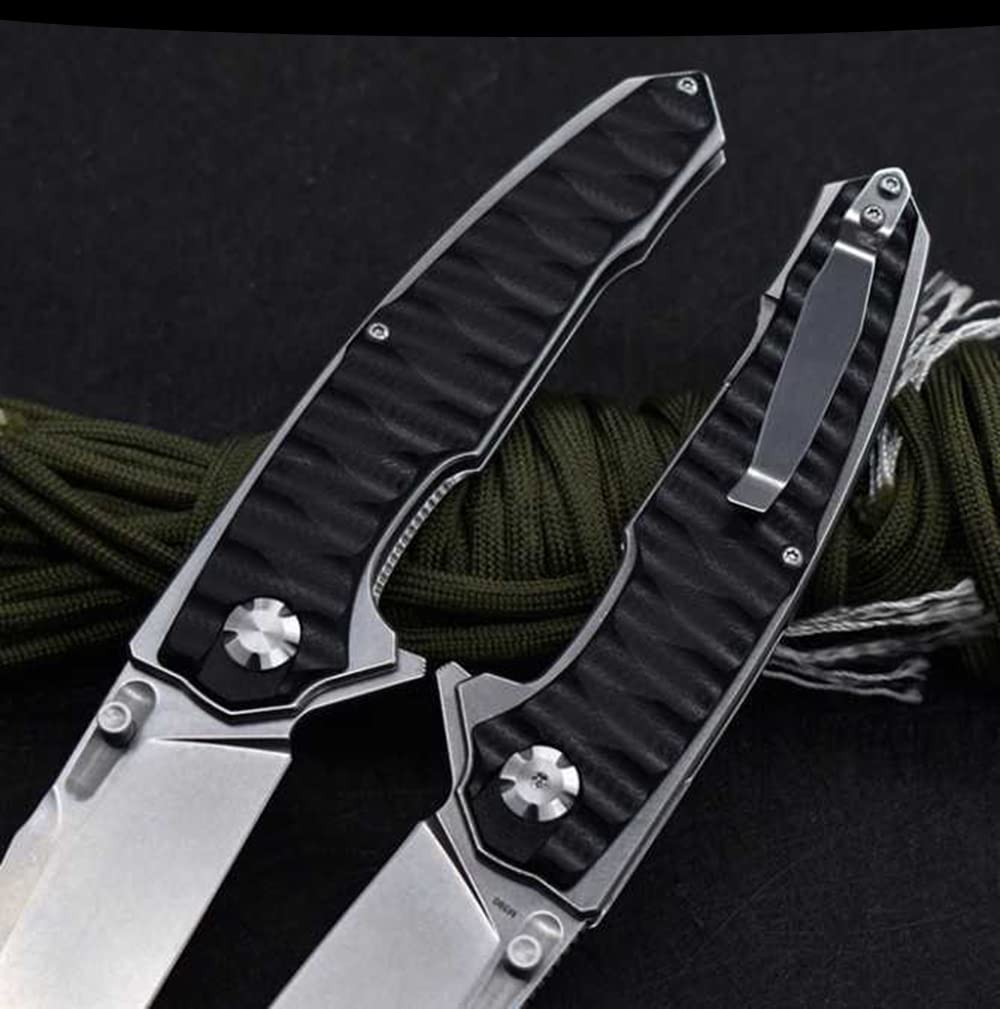 HUAAO Folding Pocket Knife, 3.7’’ M390 Steel Blade G10 Handle, Pocket Knife with Clip, Flipper, Liner Lock, Flip Knife for Outdoor Survival Camping Hiking