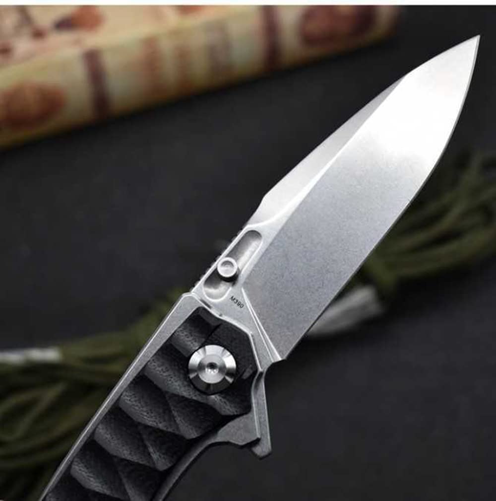 HUAAO Folding Pocket Knife, 3.7’’ M390 Steel Blade G10 Handle, Pocket Knife with Clip, Flipper, Liner Lock, Flip Knife for Outdoor Survival Camping Hiking