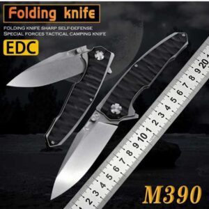 HUAAO Folding Pocket Knife, 3.7’’ M390 Steel Blade G10 Handle, Pocket Knife with Clip, Flipper, Liner Lock, Flip Knife for Outdoor Survival Camping Hiking