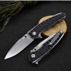 HUAAO Folding Pocket Knife, 3.7’’ M390 Steel Blade G10 Handle, Pocket Knife with Clip, Flipper, Liner Lock, Flip Knife for Outdoor Survival Camping Hiking