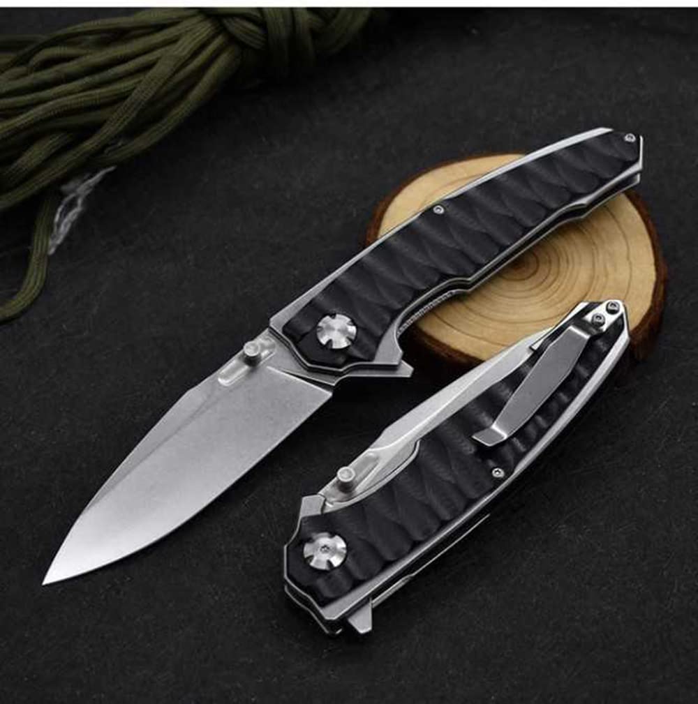 HUAAO Folding Pocket Knife, 3.7’’ M390 Steel Blade G10 Handle, Pocket Knife with Clip, Flipper, Liner Lock, Flip Knife for Outdoor Survival Camping Hiking