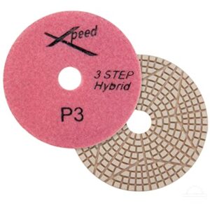 4” Diamond Polishing Pads 3-Step Wet/Dry for Granite Quartz Marble Stone Quartzite - 3 Pieces