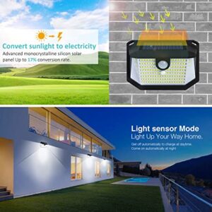 Solar Outdoor Lights Motion Sensor Security Light, Solar Powered Wall Lights 178 LEDs 500LM 3 Lighting Modes 270° Lighting Angle IP65 Waterproof for Garden Patio Porch Fence Yard (1 Pack)