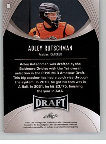 2021 Leaf Draft #1 Adley Rutschman Draft/Prospect Baseball Card in Raw (NM or Better) Condition