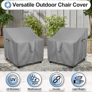 OutdoorLines Outdoor Waterproof Furniture Chair Cover - UV-Resistant Patio Lawn Chair Covers for Outdoor Furniture Windproof Heavy Duty Chair Covering, 2 Packs, 33.5Wx31.5Dx36H Inches, Grey